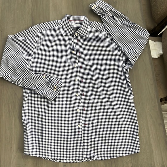 Eton | Shirts | Eaton 468 Mens Blue White Checkered Long Sleeve Button ...